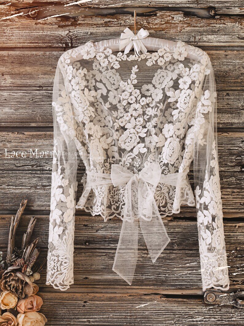 ERIKA 4 / Custom Lace Bolero With Long Sleeves and - Etsy UK