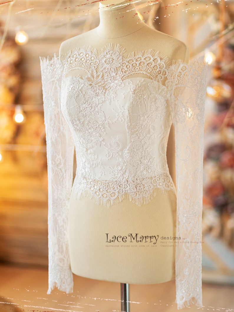 NATALIA 1 / Lace Topper in off Shoulder Design With Long Lace | Etsy