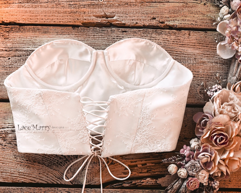 Pushup Style Bridal Lace Bustier Bridal Bustier With Fitted | Etsy