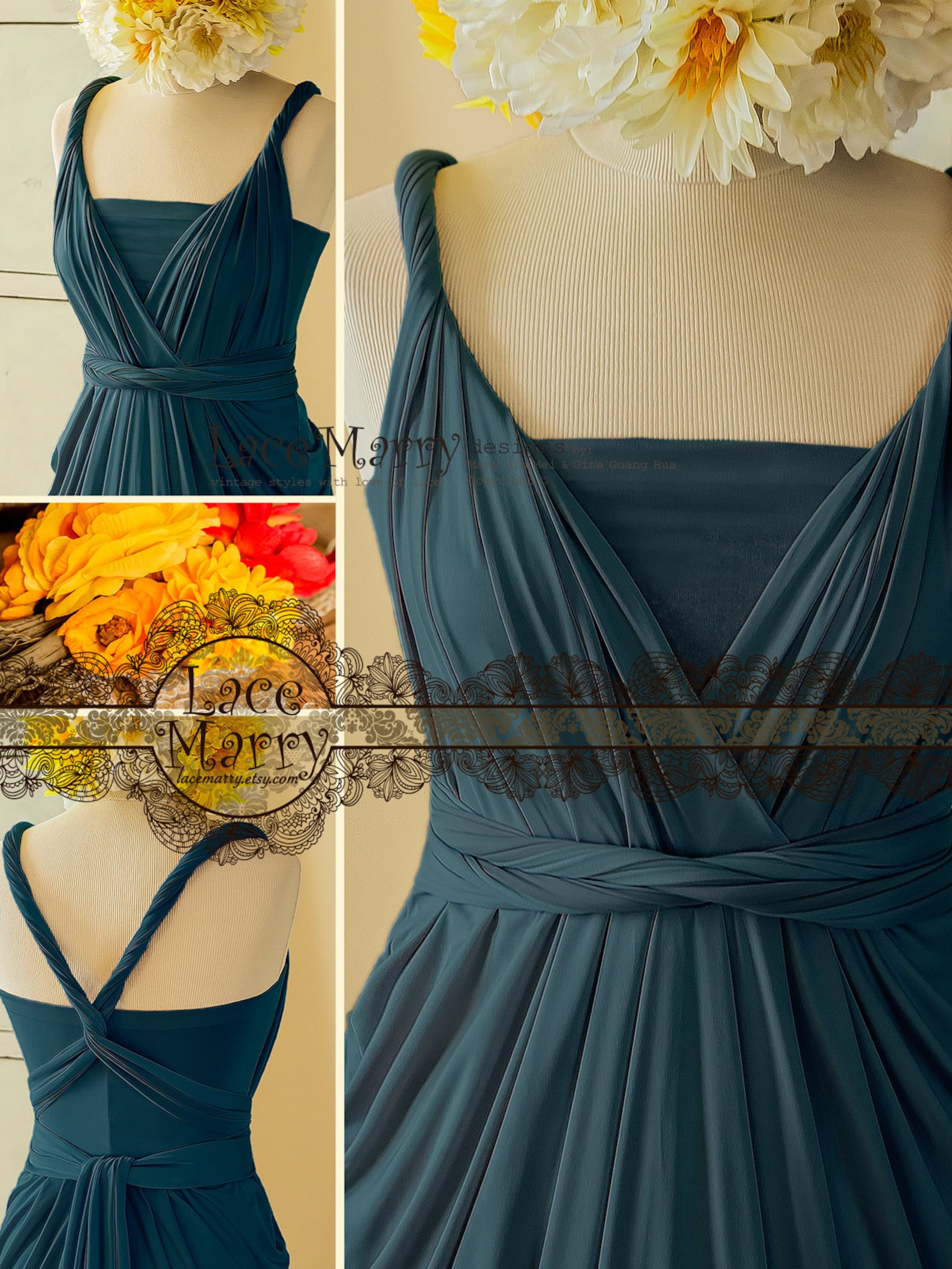 Ocean Blue Infinity Dress for Beach Bridal Party With Multi - Etsy