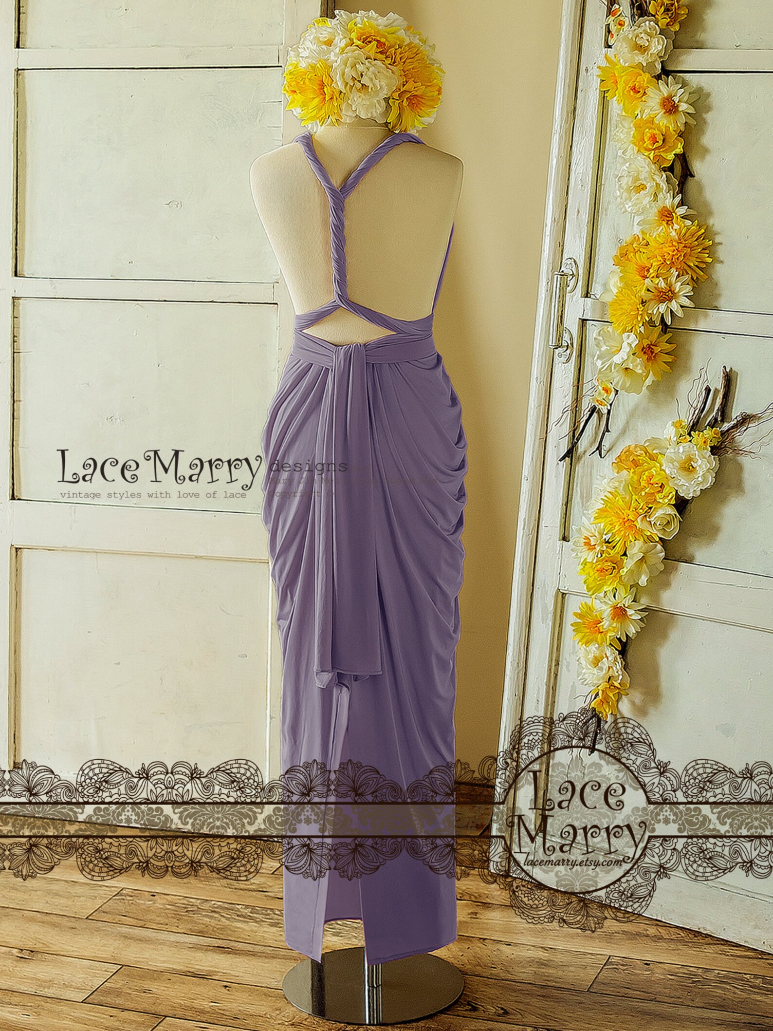 Purple Infinity Bridesmaid Dress With Long Straps and Folded - Etsy