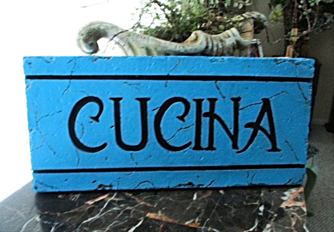Wall Sign, Cucina, Kitchen Sign, Wall Decor, Kitchen Decor, Teal and ...