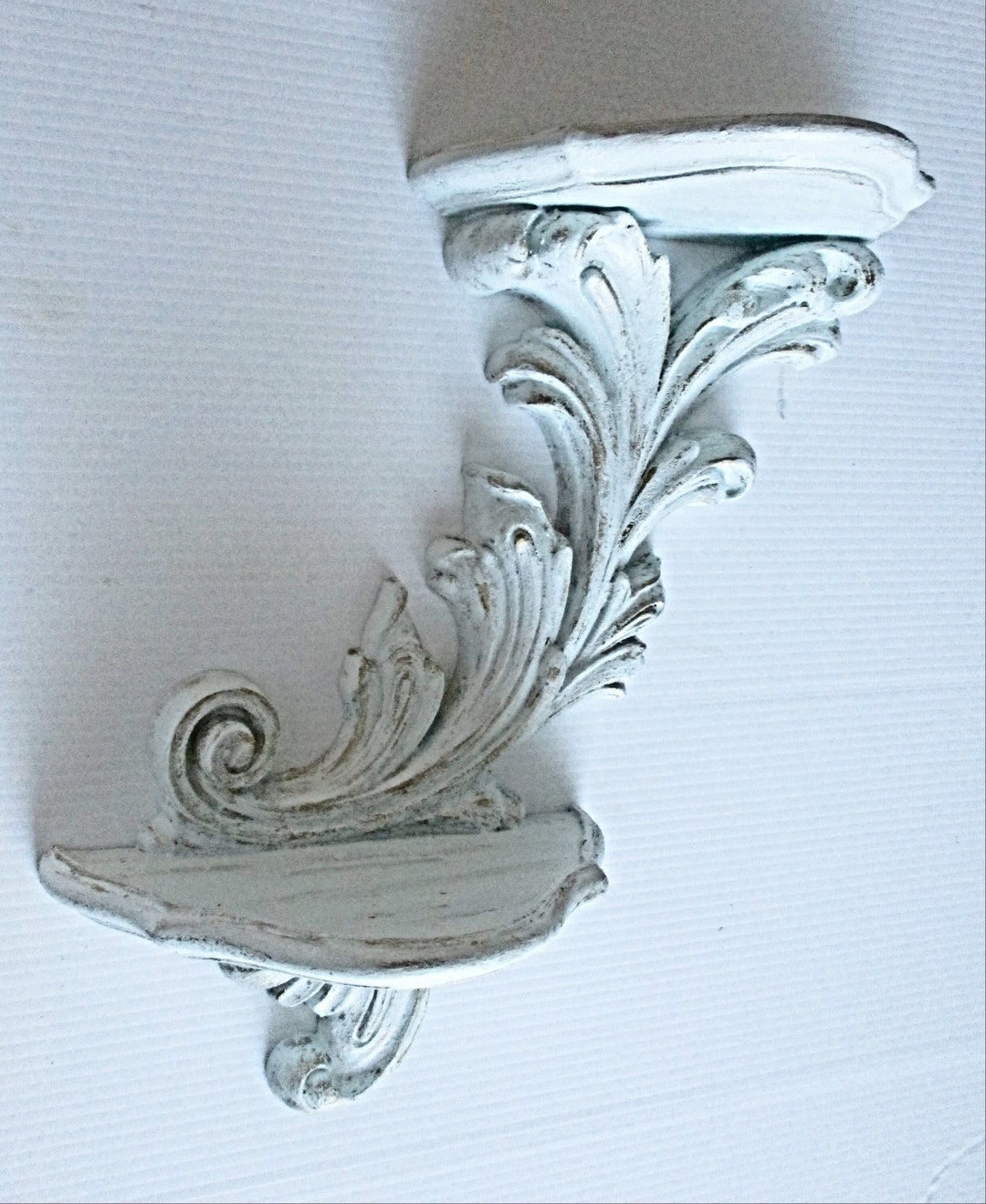 Wall Shelf Distressed in Sea Salt (light Bluish Grey) With Gold ...
