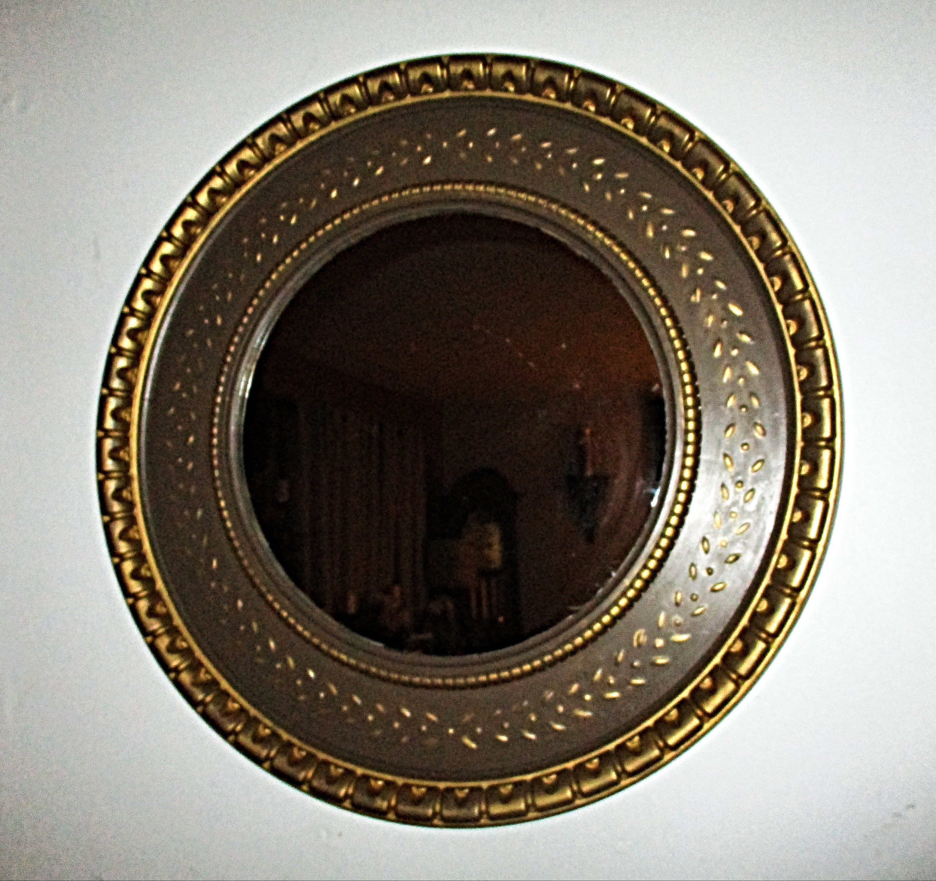 Large Round Wall Mirror Upcycled in Brown and Warm Gold - Etsy