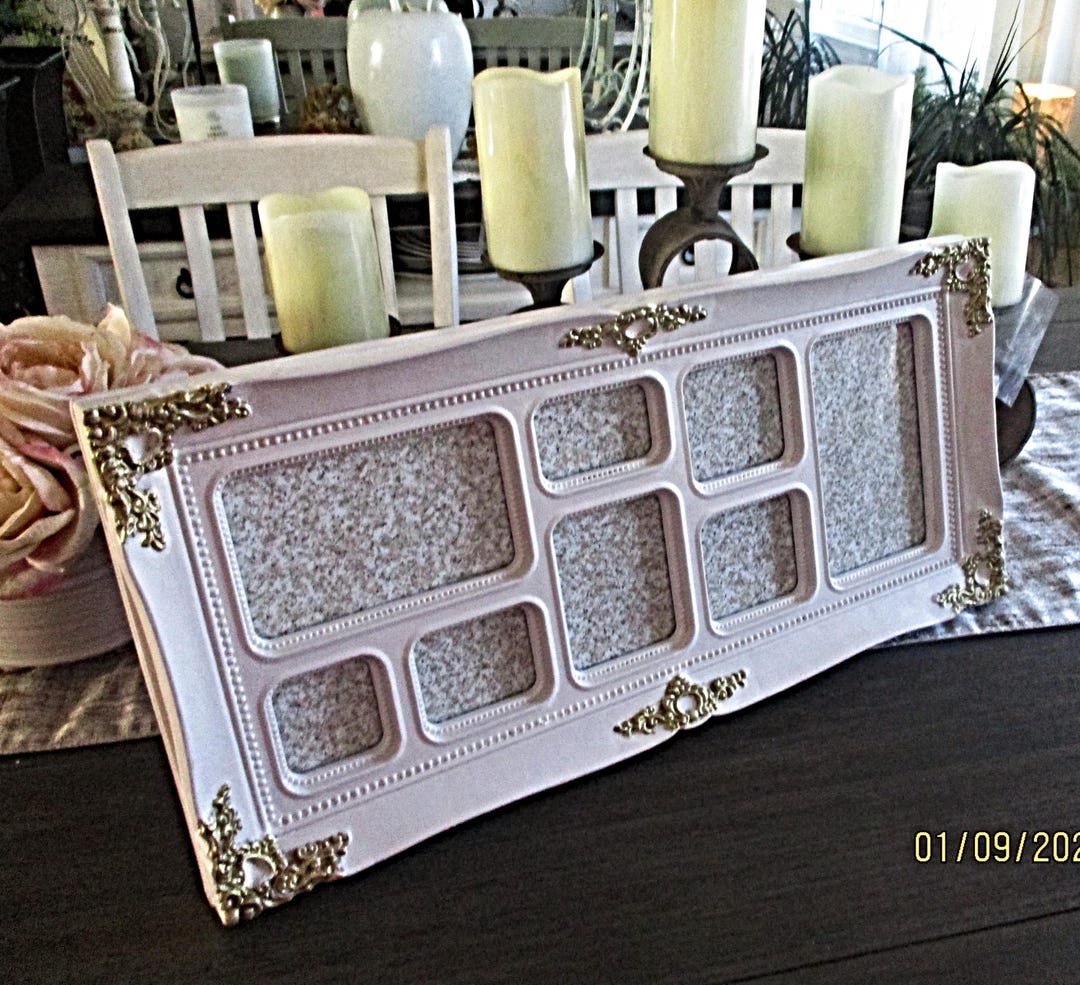 Multi-slot Picture Frame Upcycled in off White and Gold, Classic French ...