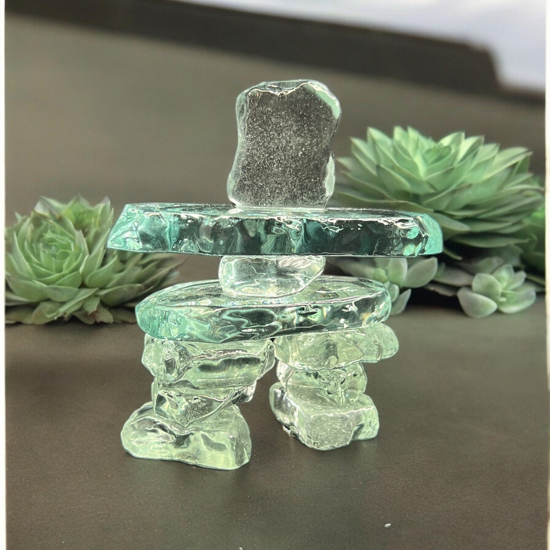 3.5" Clear Kiln Formed Glass Inukshuk - Etsy