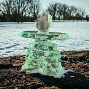 4.5" Clear Kiln Formed Glass Inukshuk - Etsy