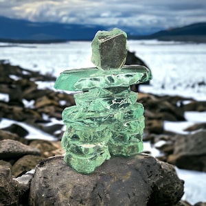 4.5" Clear Kiln Formed Glass Inukshuk - Etsy