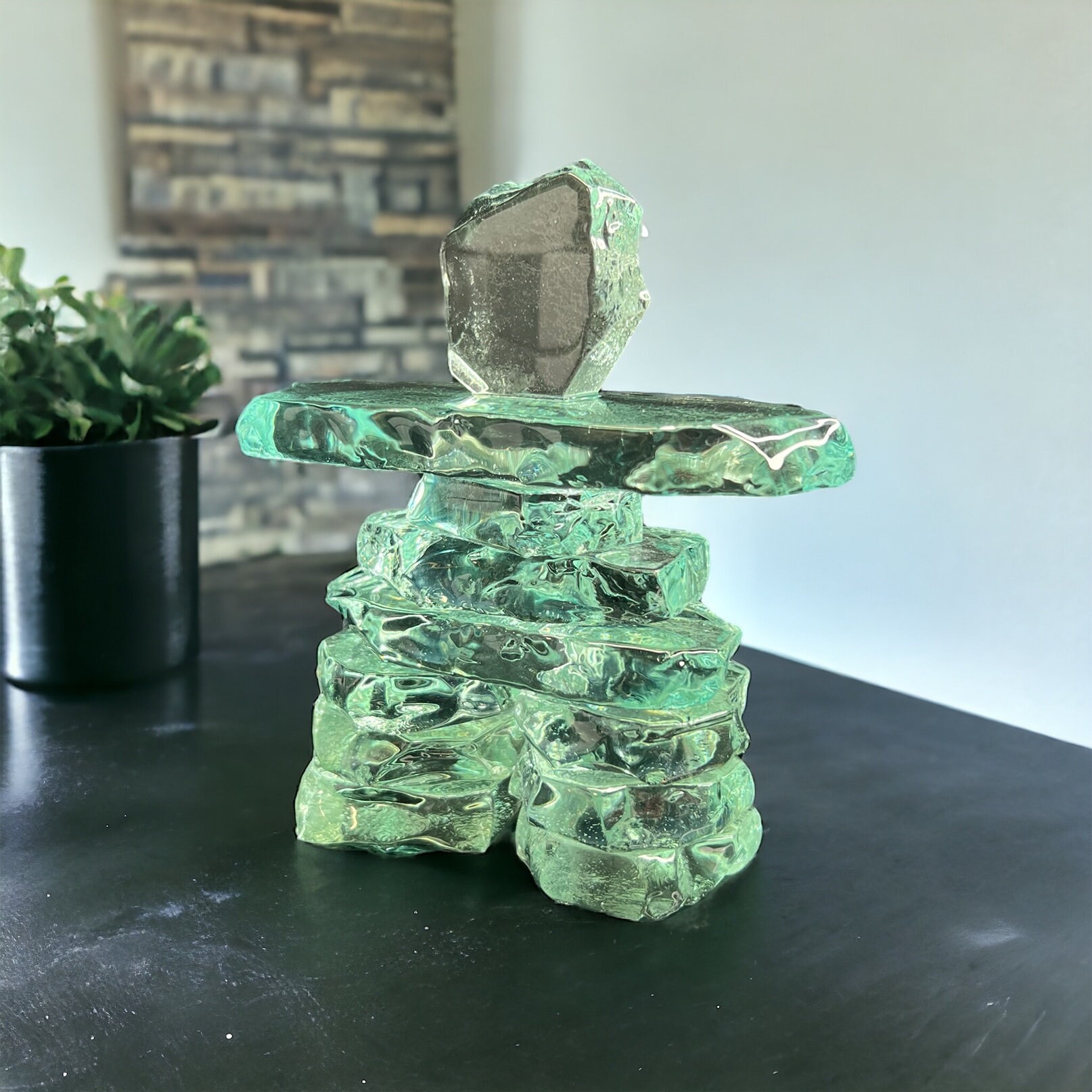 4.5" Clear Kiln Formed Glass Inukshuk - Etsy