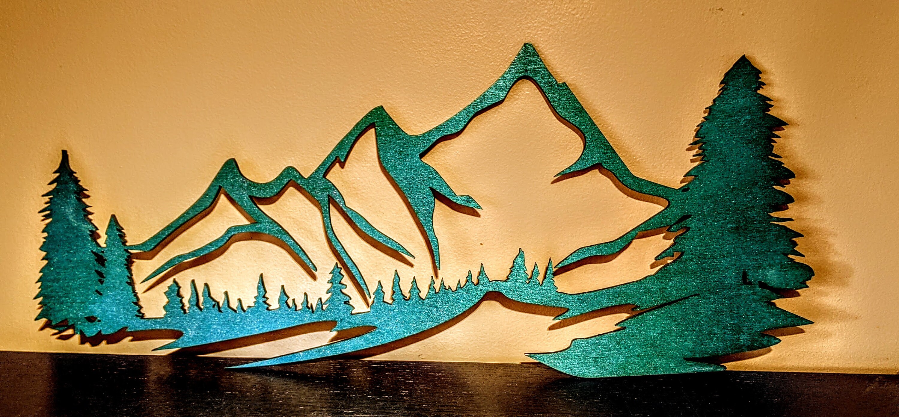 Wooden Mountain Scene Large - Etsy