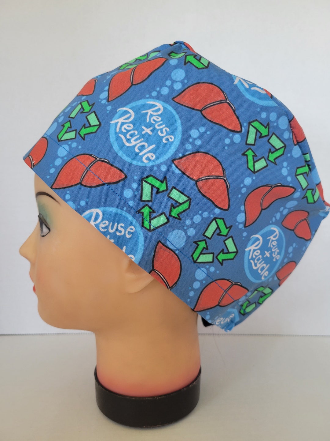 Scrub Cap. Organ Donation Recycle. Euro Style Organic Cotton - Etsy