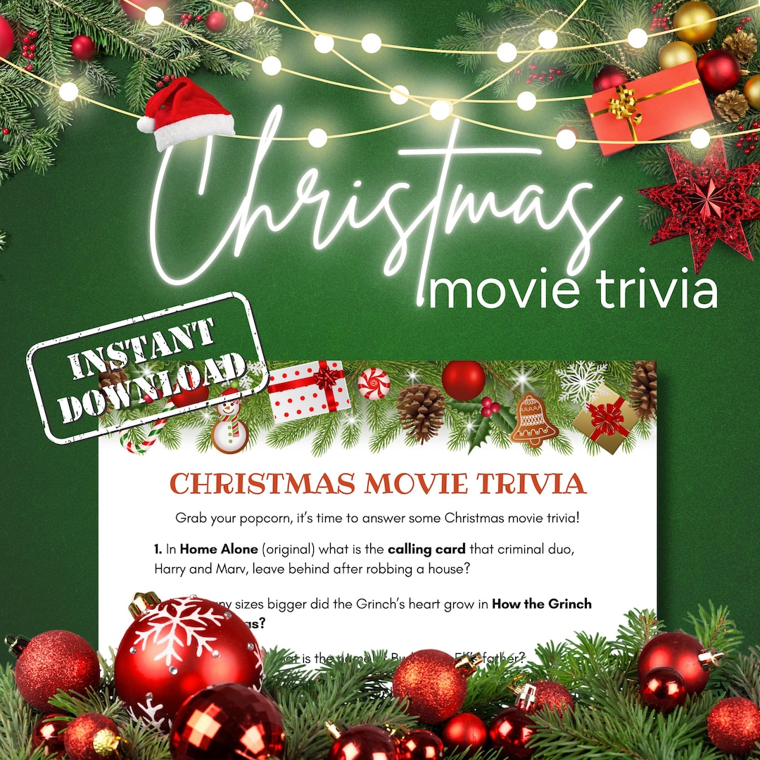Printable Christmas Movie Trivia Game | Holiday Digital Download ...