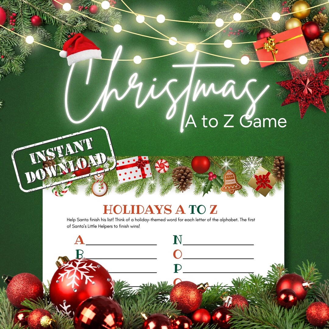 Printable Christmas A to Z Game | Holiday Digital Download | Christmas ...