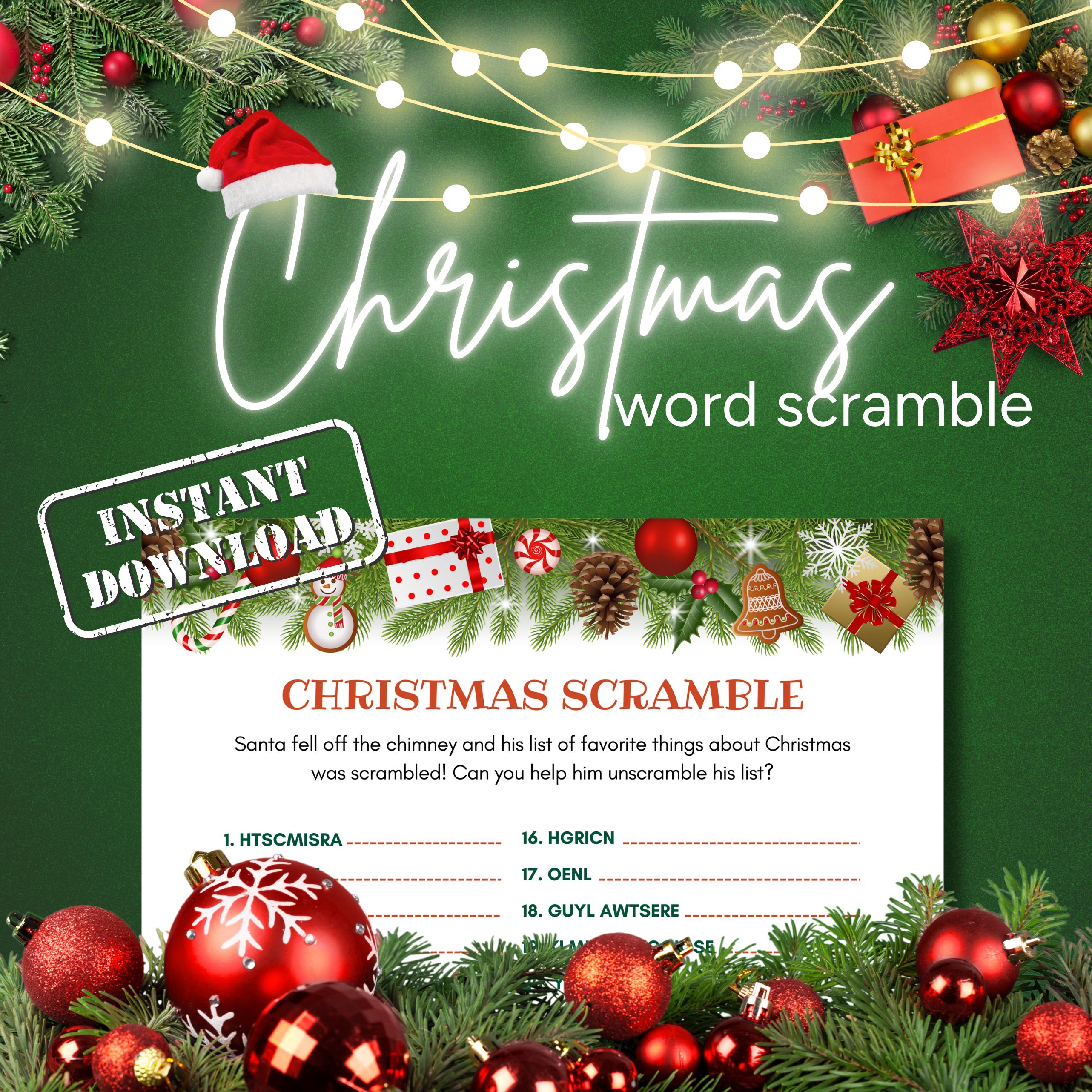 Printable Christmas Word Scramble Game | Holiday Digital Download ...