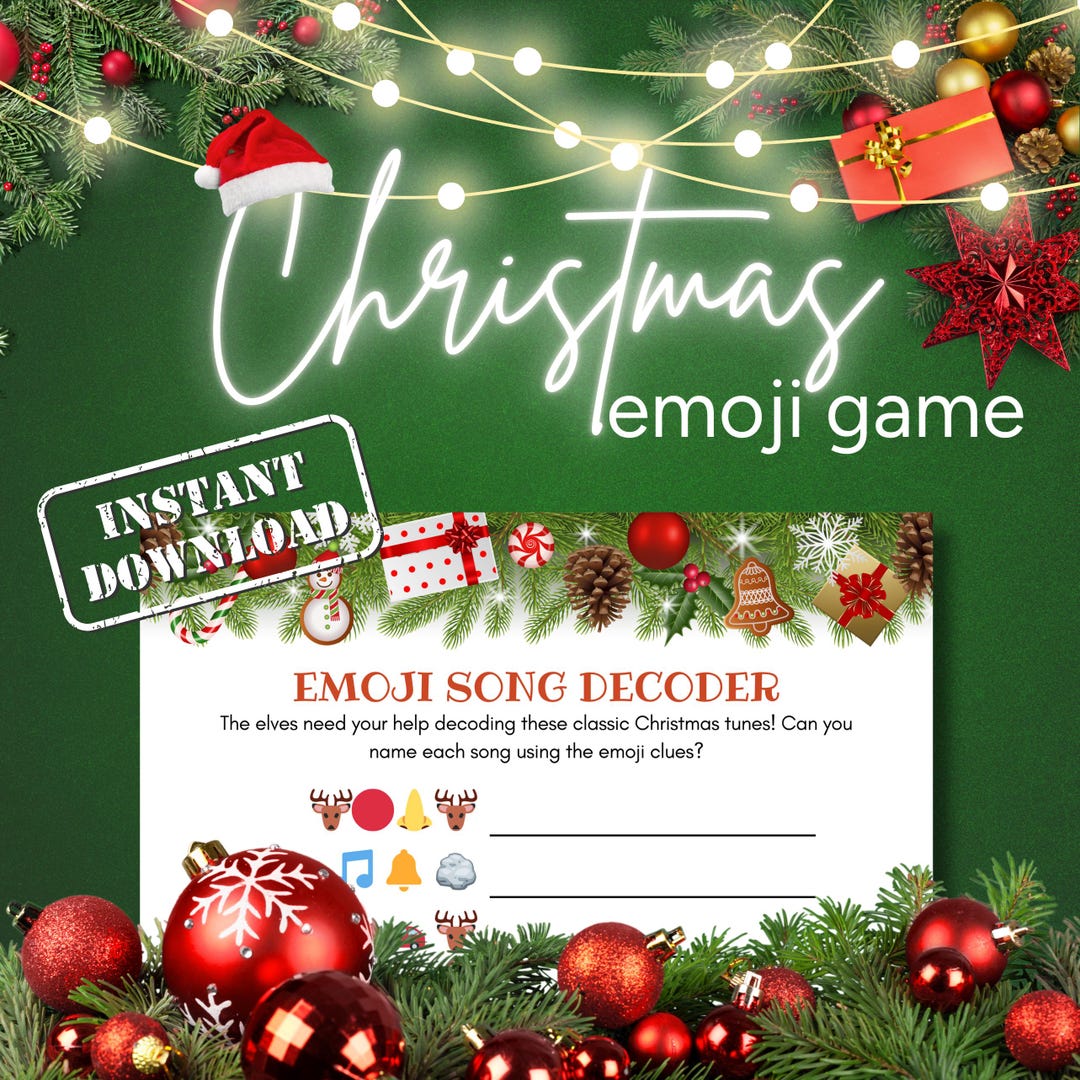 Printable Christmas Emoji Song Game | Holiday Digital Download ...