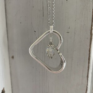 Floating Heart Necklace Floating Heart Pendant Silver Heart - Etsy