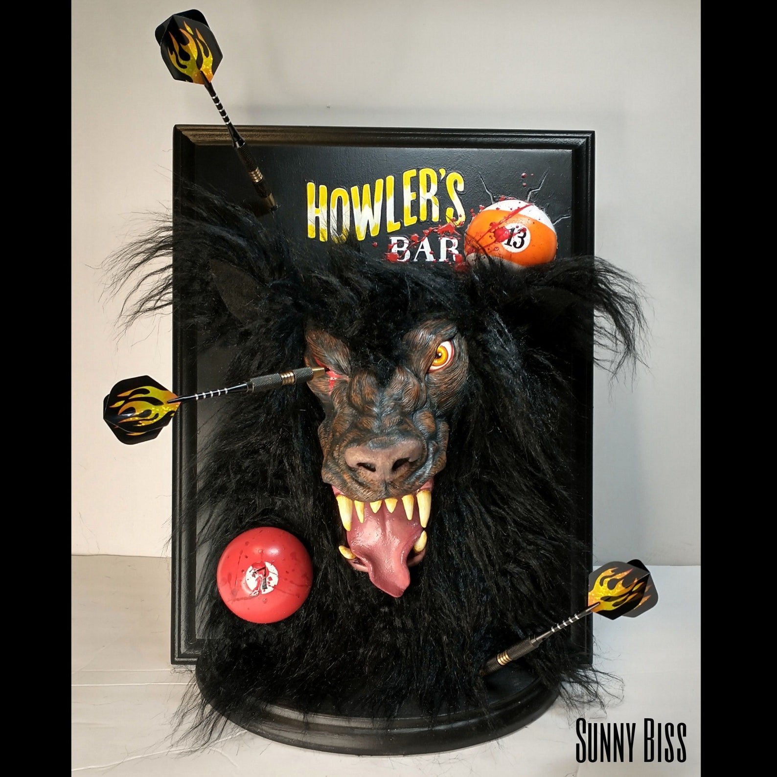 WEREWOLF Polymer Clay Sculpture Table Top Display OOAK Lycan Skinwalker ...
