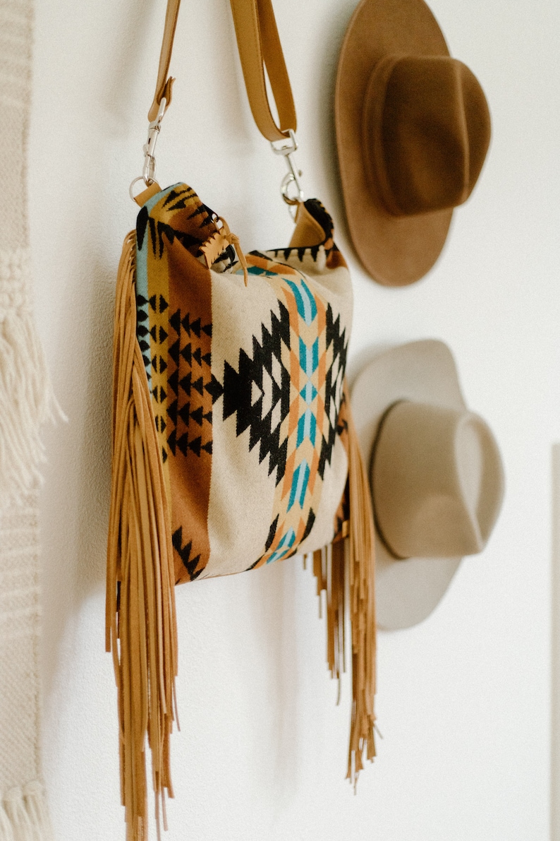 Large Hobo Fringe Shoulder and Cross Body Purse in Rancho Arroyo Tan ...