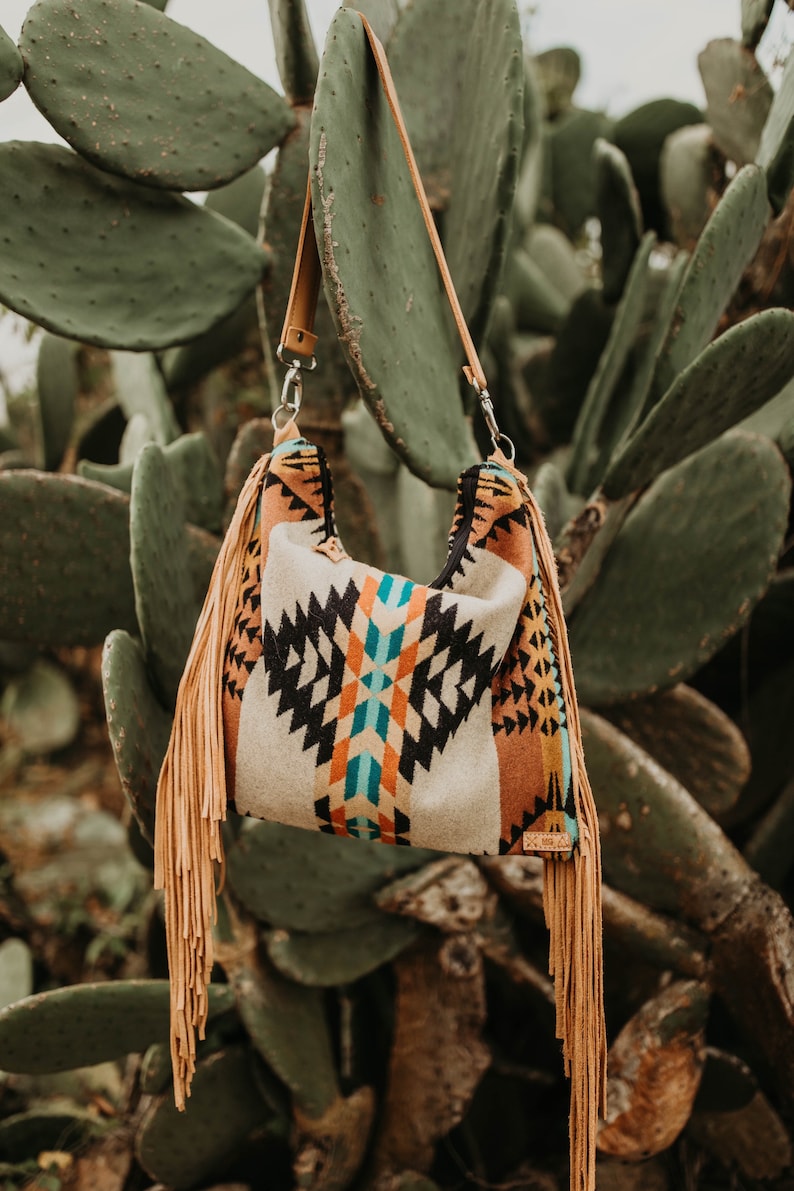 Large Hobo Fringe Shoulder and Cross Body Purse in Rancho Arroyo Tan ...