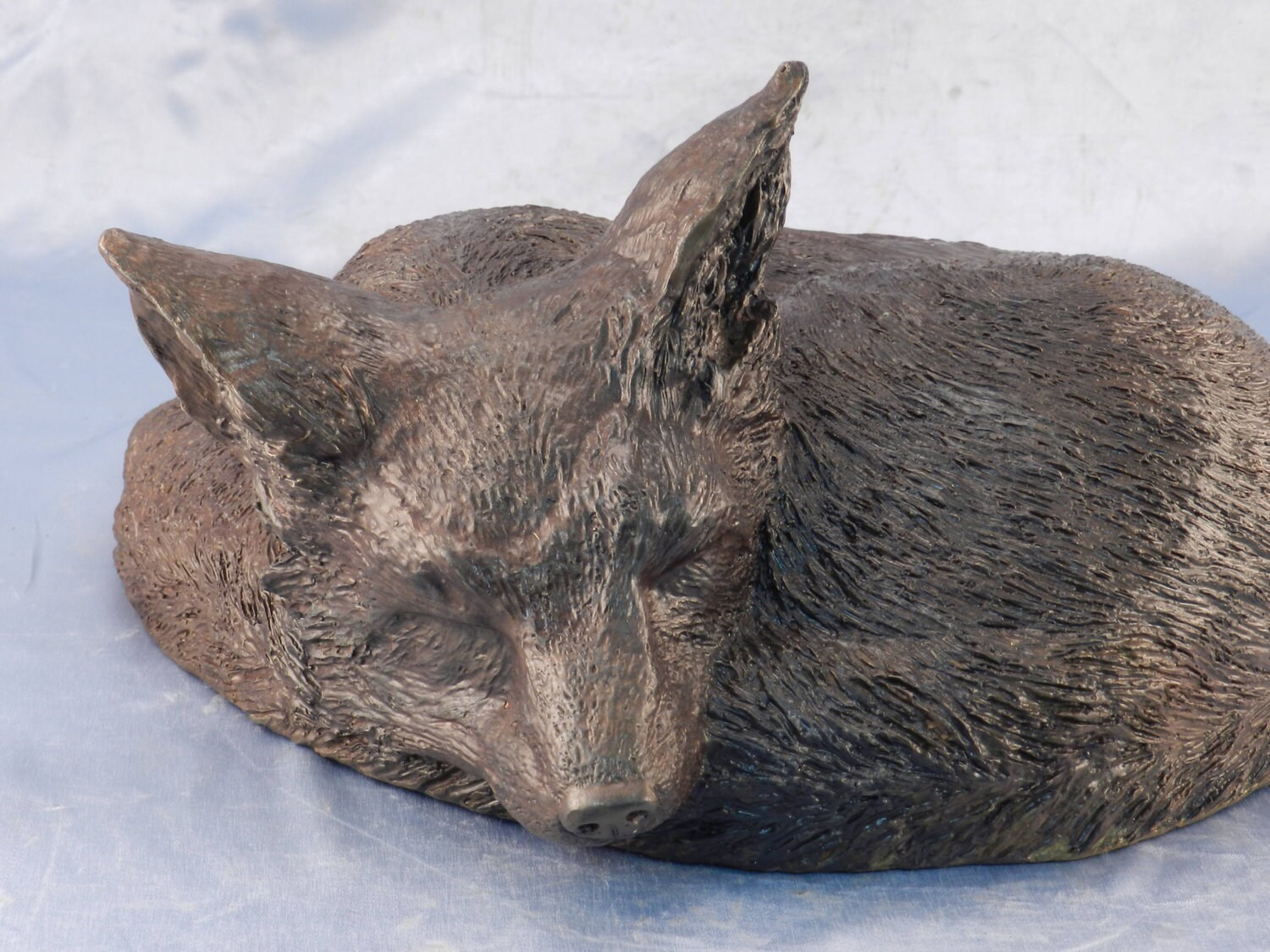 Solid Bronze Lifesize Fox Sculpturecurled Sleeping Foxhot Cast Bronze ...