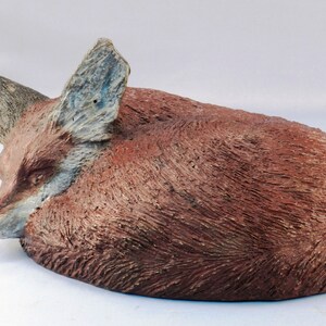 Bronze Red Fox Sculpture Curled Sleeping Vixen Hot Cast Bronze Using ...