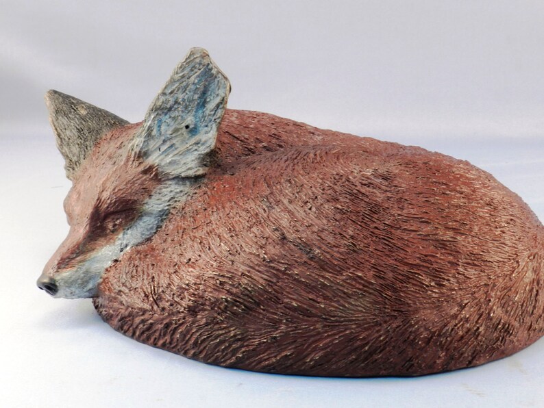 Bronze Red Fox Sculpture Curled Sleeping Vixen Hot Cast Bronze Using ...