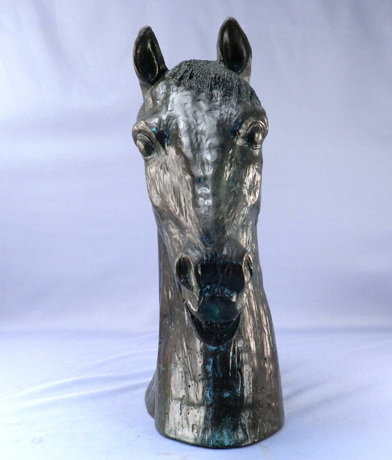 Original BRONZE Horse Equine Bust Sculpture Head Figure Hot Cast Bronze ...
