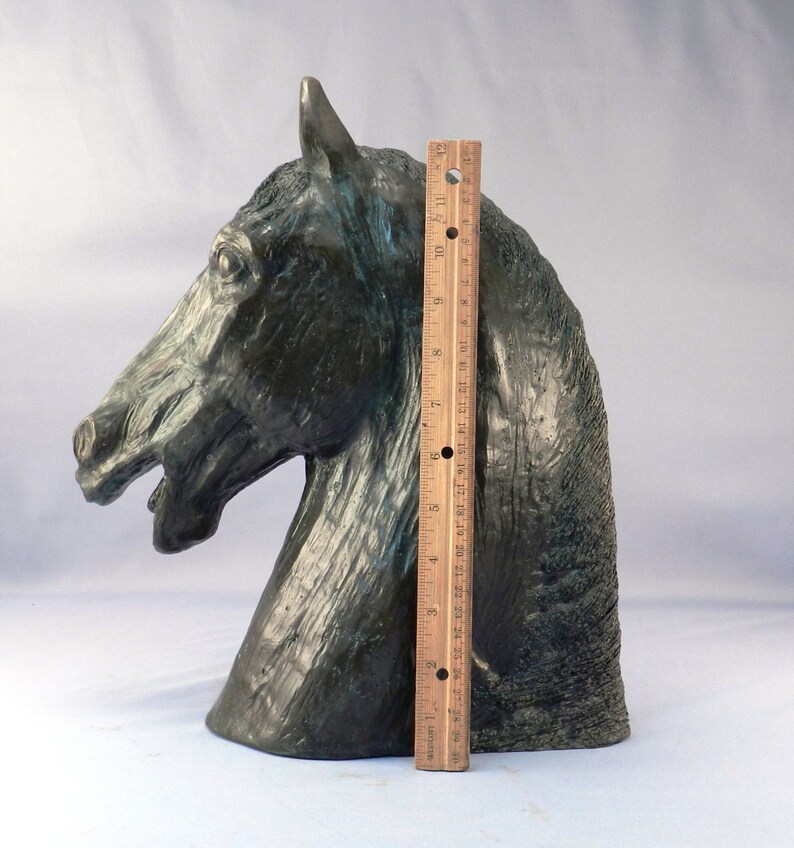 Original BRONZE Horse Equine Bust Sculpture Head Figure Hot Cast Bronze ...
