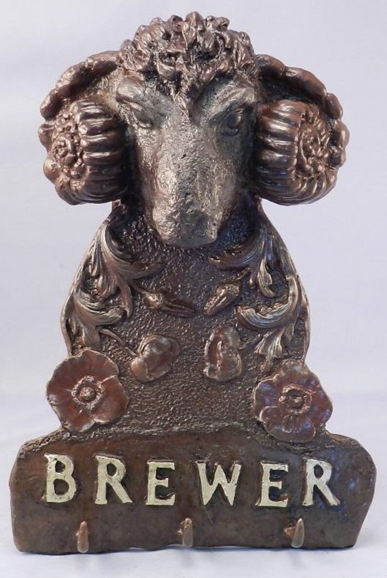 Solid Bronze Metal Ram Sheep Head Wall Sculpture~plaque & Art Nouveau ...