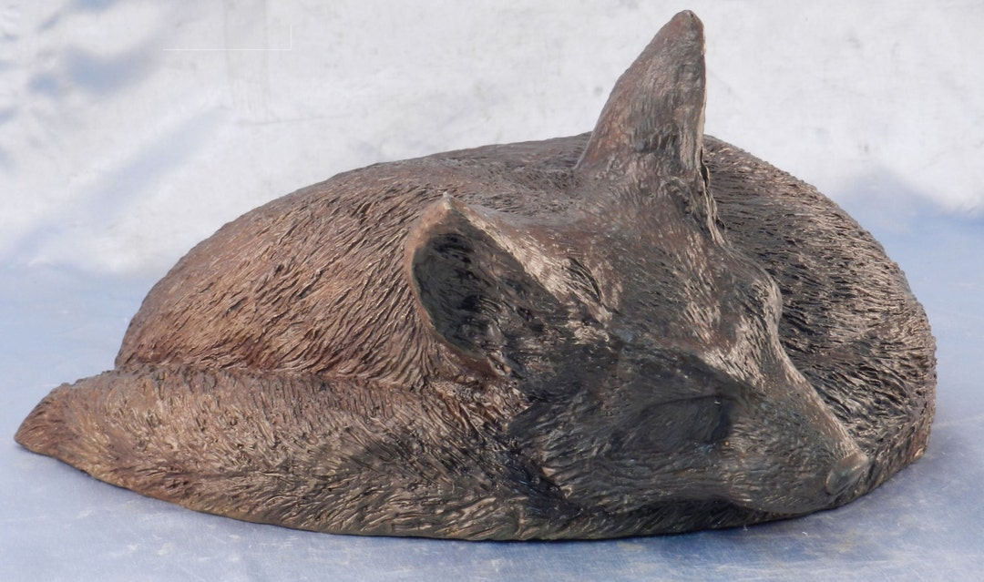 Solid Bronze Lifesize Fox Sculpturecurled Sleeping Foxhot Cast Bronze ...