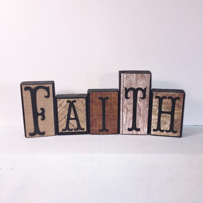 Rustic Wood Decor -- FAITH -- Wood Decor -- Neutral Colors - Etsy