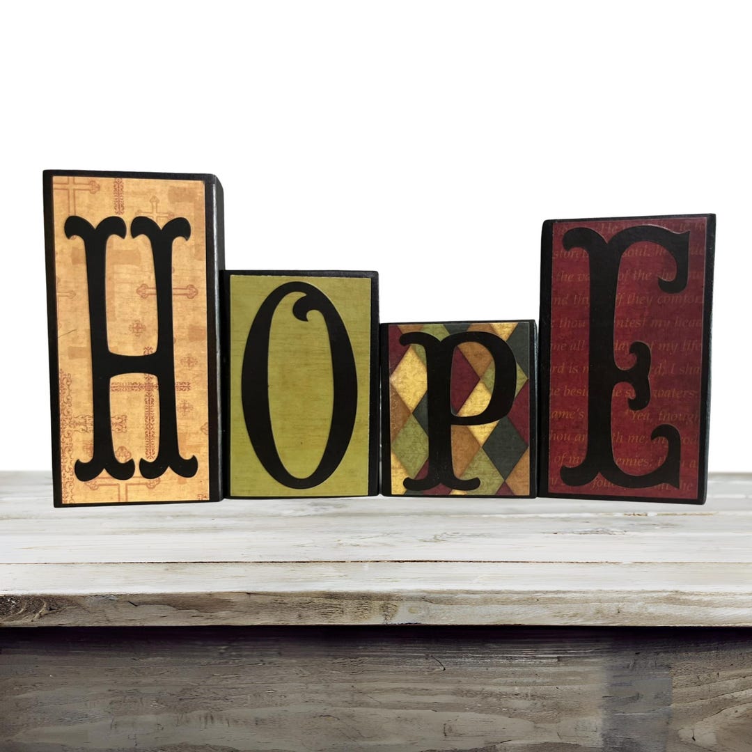 PRAY Home Décor Block Sign HOPE Wood Block Sitter Decor Christian ...