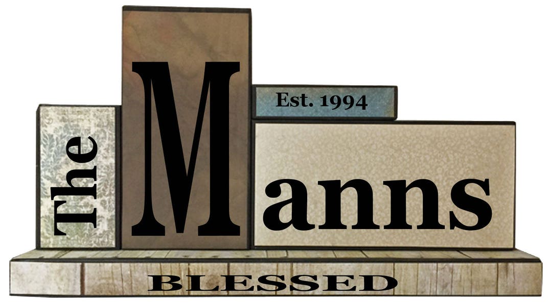 Custom Family Name Wood Block Set, Wood Block Home Decor, Last Name ...