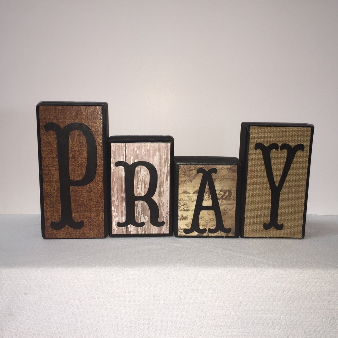 Rustic Wood Blocks -- PRAY or HOPE -- Wood Blocks -- Neutral Colors - Etsy