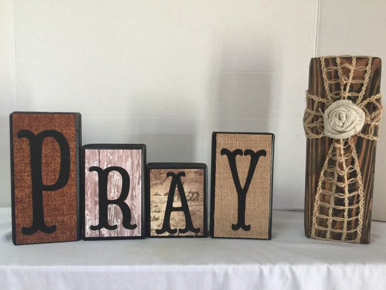 Rustic Wood Blocks -- PRAY or HOPE -- Wood Blocks -- Neutral Colors - Etsy