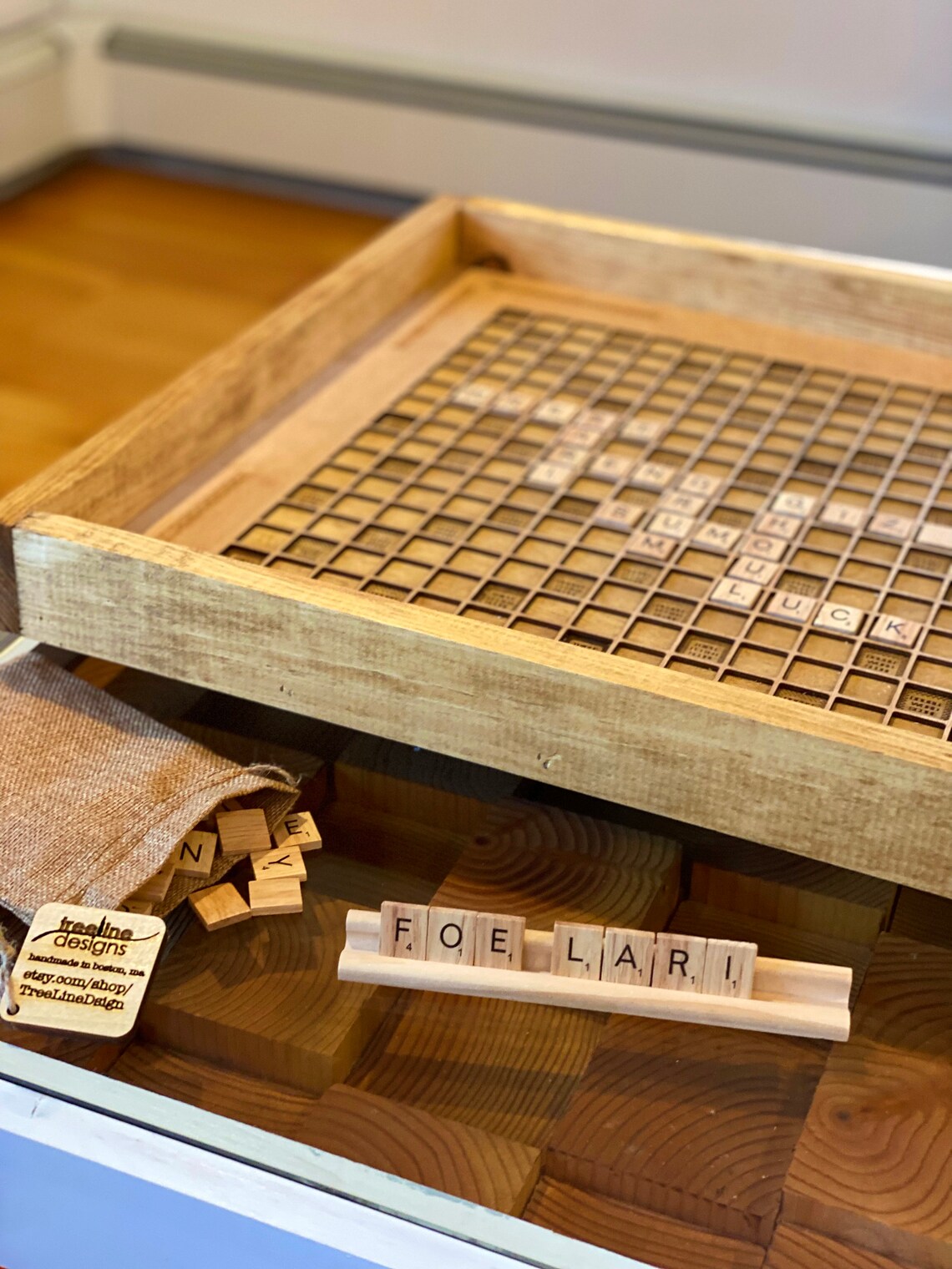 Rustic Wooden Scrabble Board With Rotating Lazy Susan Letter - Etsy