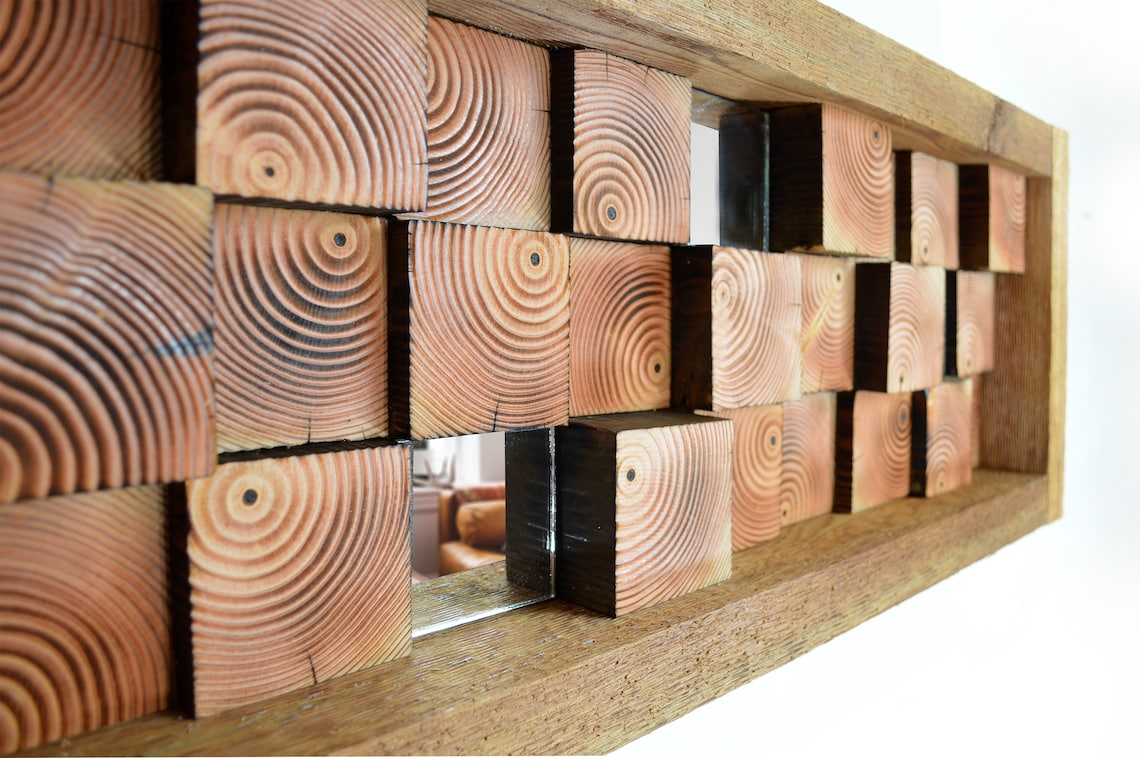 Rustic 14 X 41 Cedar Wood Unique Wall Mosaic - Etsy