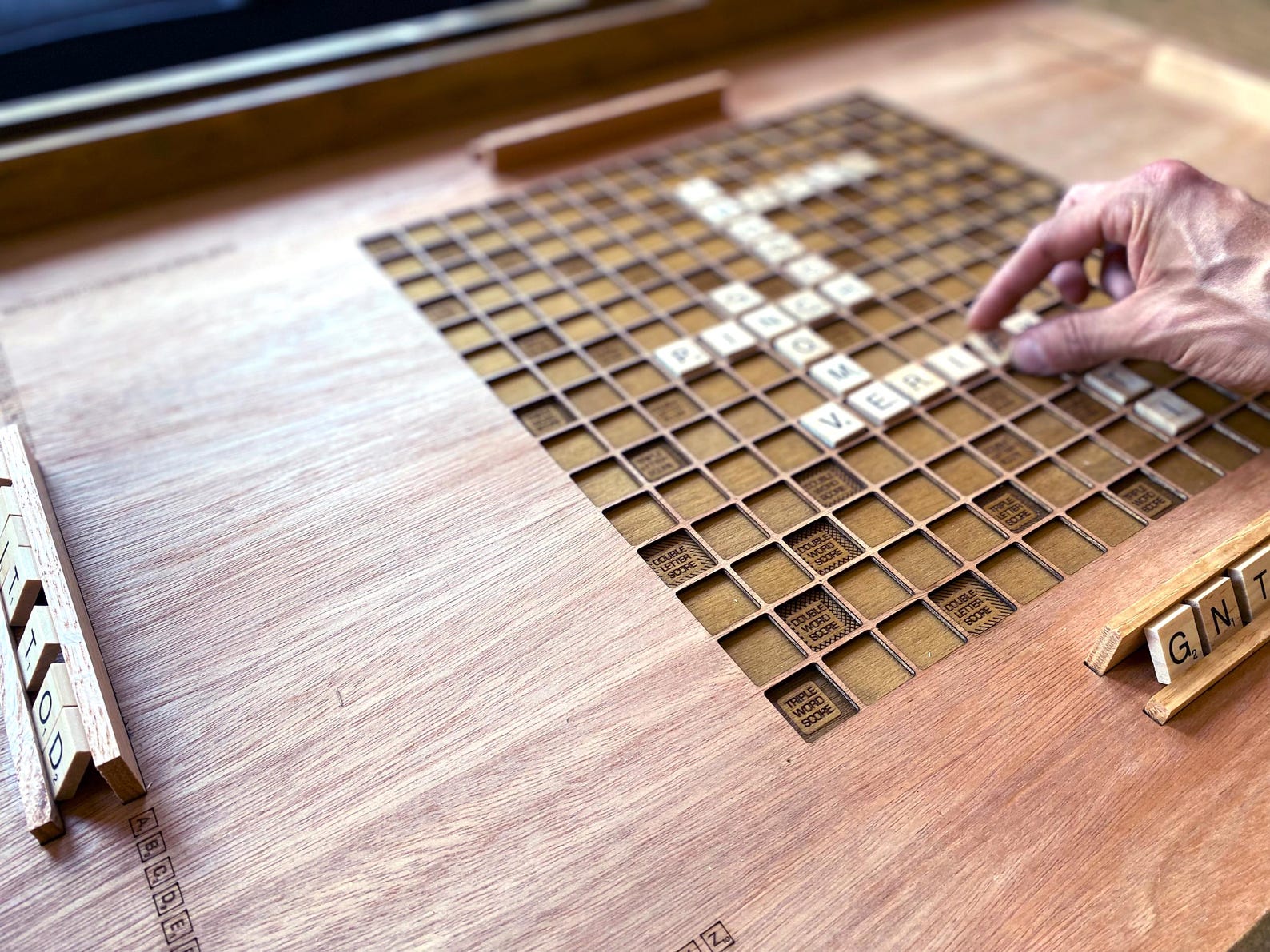 Rustic Scrabble Coffee Table With Removable Safety Glass Top - 25x37 ...