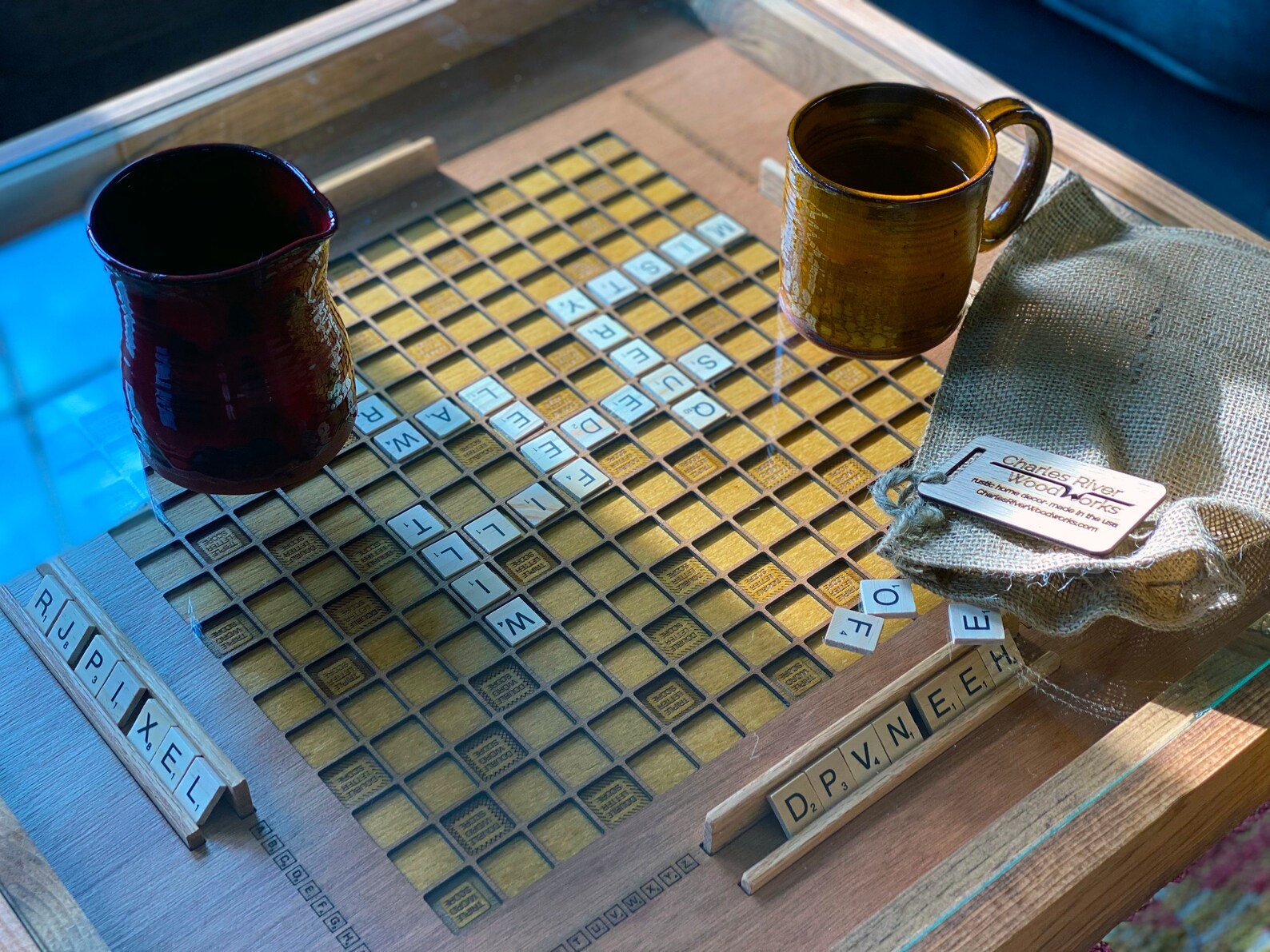 Rustic Scrabble Coffee Table With Removable Top Letter Tiles Included ...
