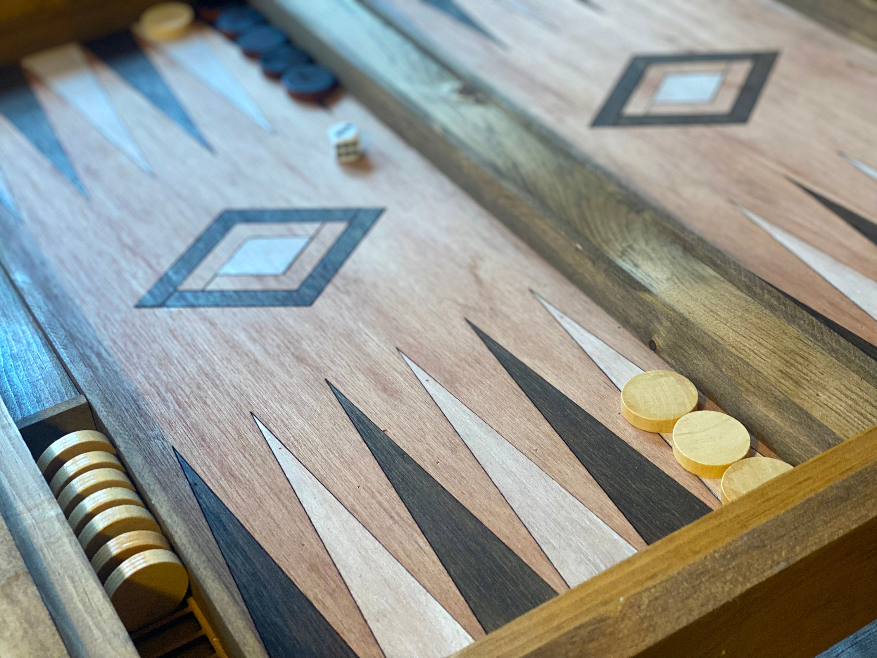 Rustic Backgammon Coffee Table With Removable Glass Top - 100% Made in ...