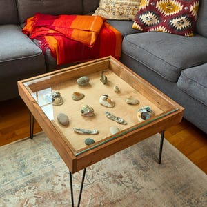 Rustic Display Table With Removable Glass Top - 100% Made in the USA - Etsy
