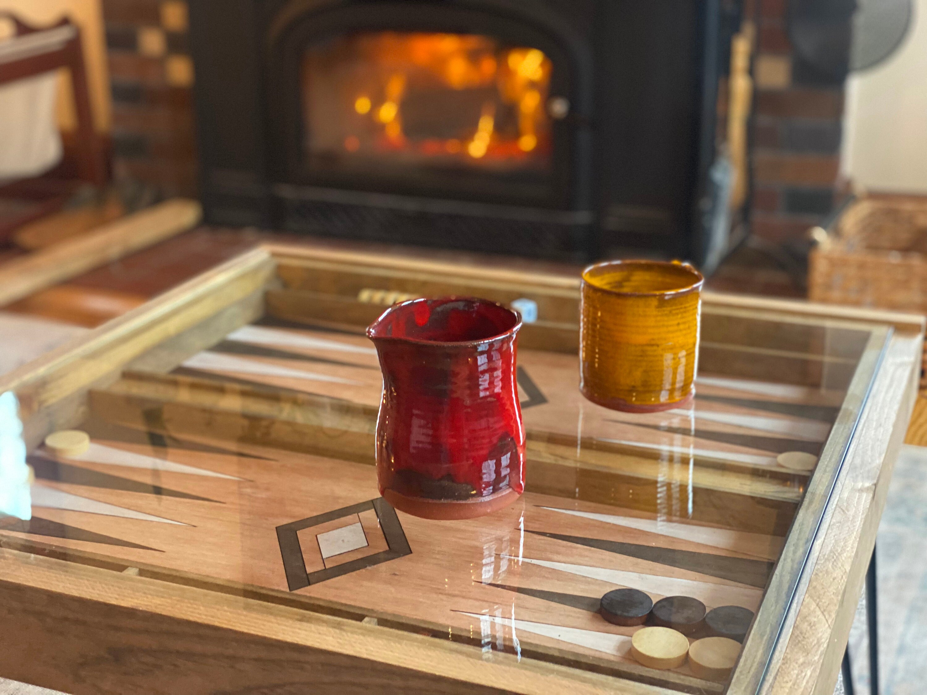 Rustic Backgammon Coffee Table With Removable Glass Top - 100% Made in ...