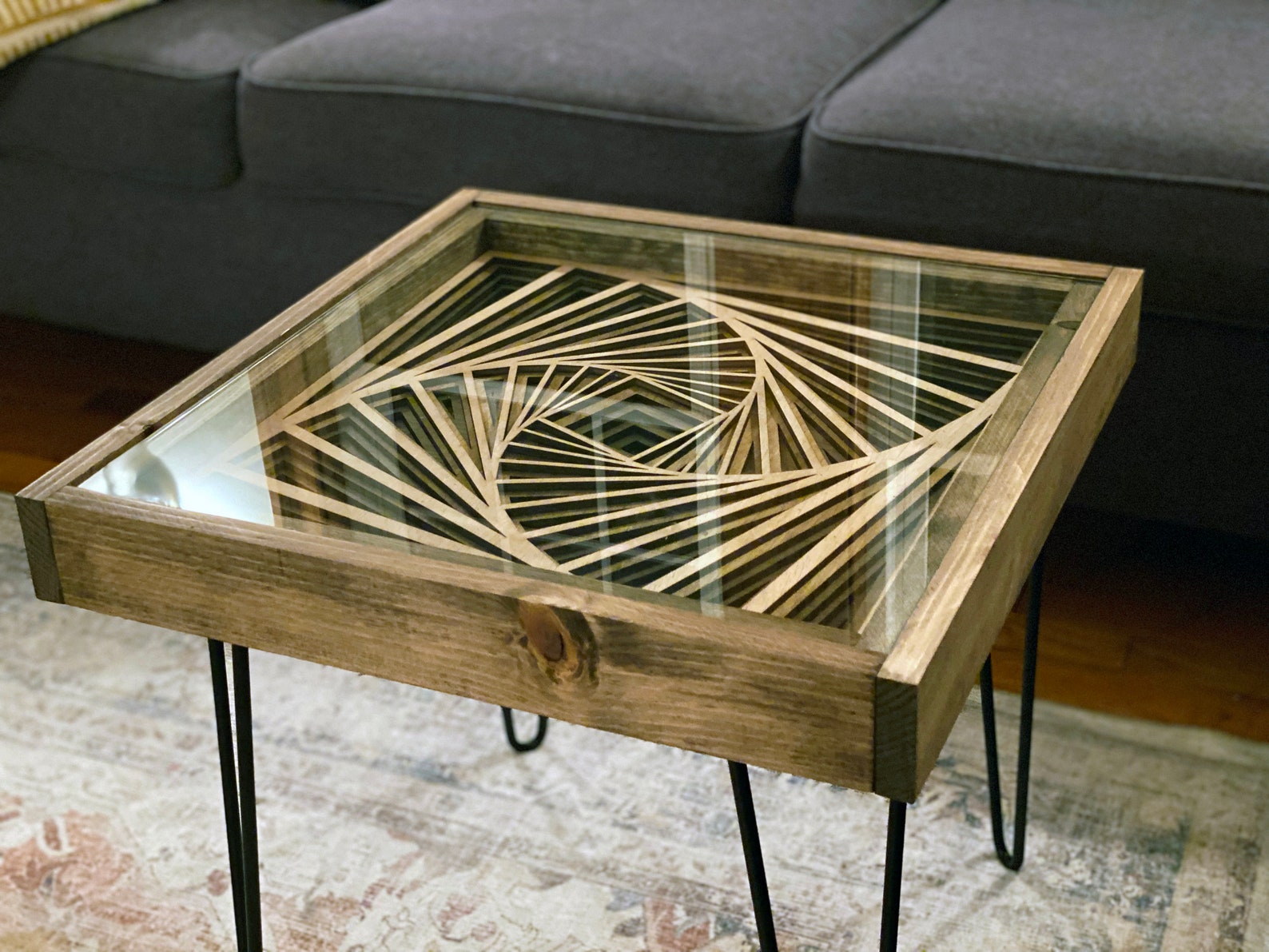 Rotating Geometric Vortex End Table & Coffee Table With - Etsy