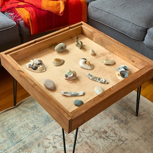 Rustic Display Table With Removable Glass Top - 100% Made in the USA - Etsy