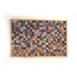 Blue, Charcoal and Rusted Steel Hanging Rustic Wood Wall Art Decor ...