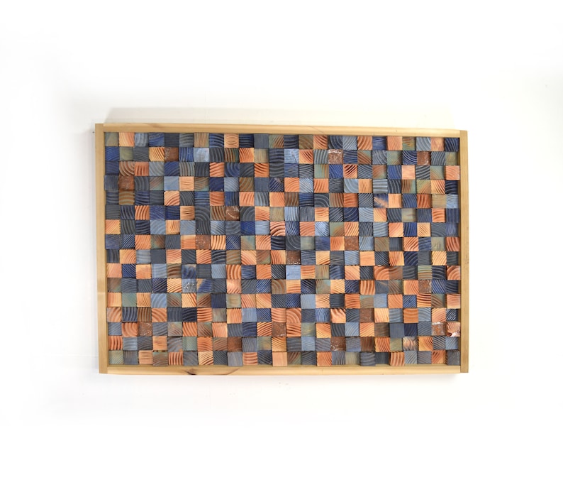 Blue Charcoal and Rusted Steel Hanging Rustic Wood Wall Art - Etsy