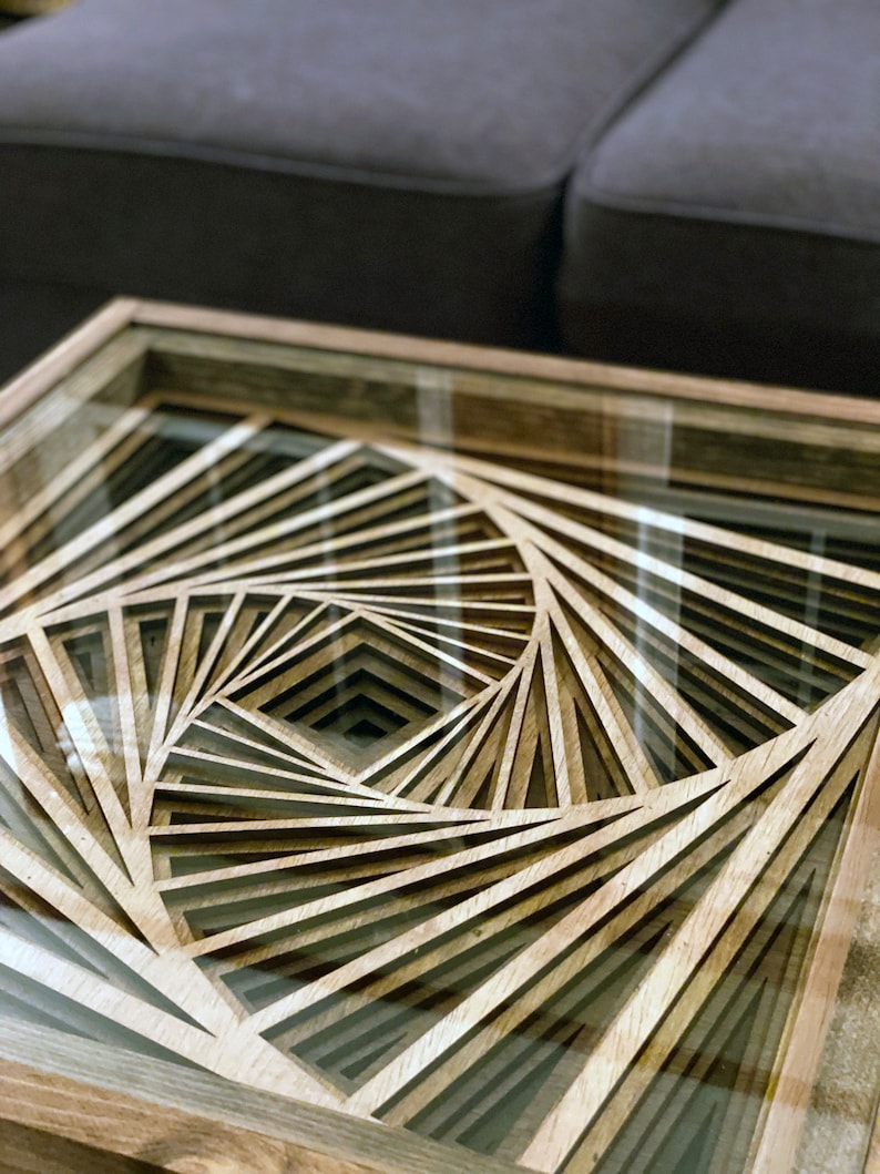 Rotating Geometric Vortex End Table & Coffee Table With - Etsy