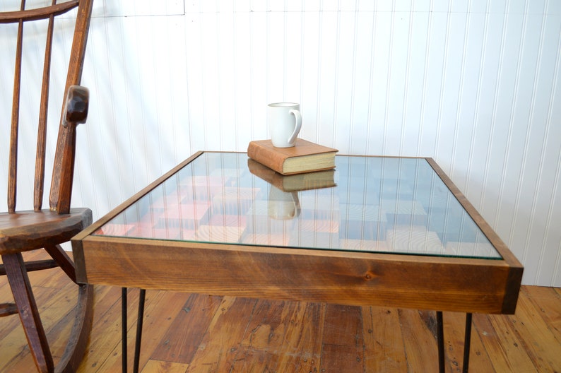 Red Orange and Rich Wood Stained Rustic 25x25 - Etsy