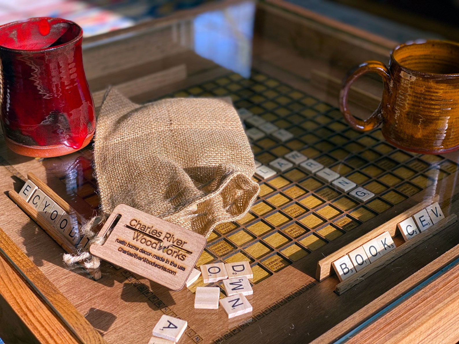 Rustic Scrabble Coffee Table With Removable Top Letter Tiles Included ...