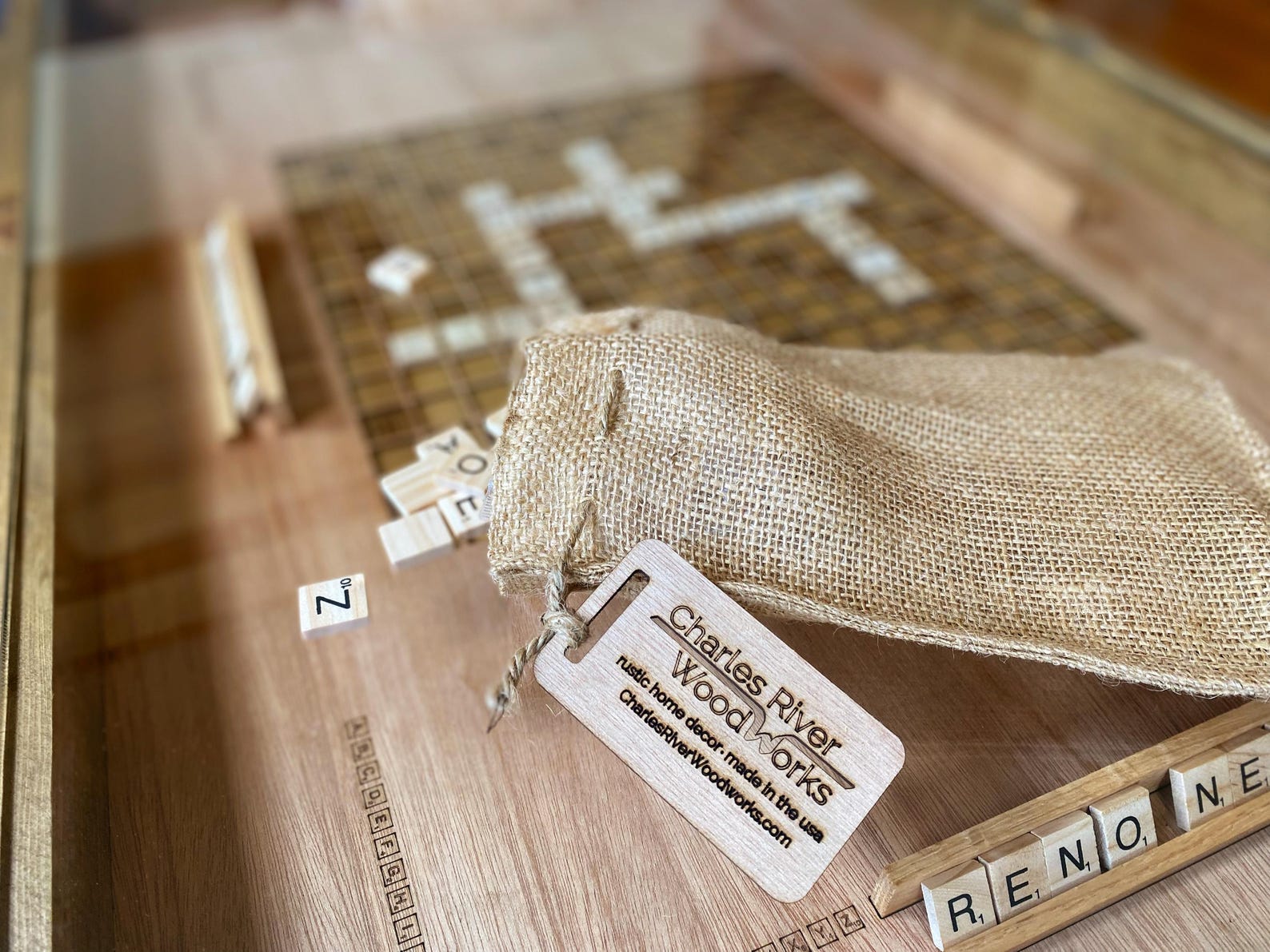Rustic Scrabble Coffee Table With Removable Safety Glass Top - 25x37 ...